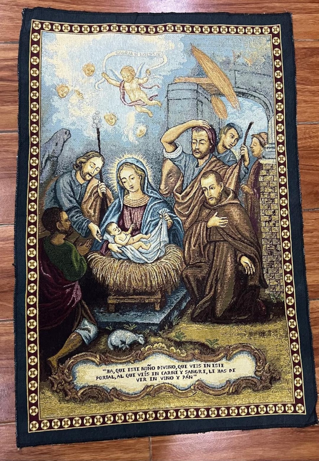 Vintage Tapestery Holy Family Nativity Scene ,religious Tapestery Decor ...