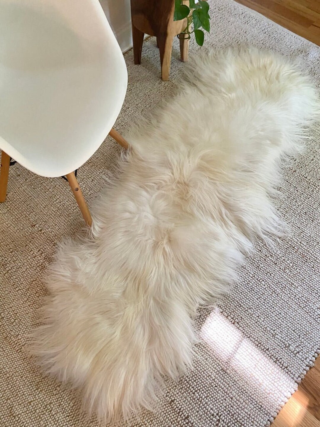 Genuine Sheepskin Rug Double Sheep Skin Rug, High Quailty Ivory White ...