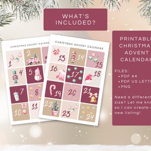 Christmas Countdown Advent Calendar Printable Advent Calendar 24 Days ...