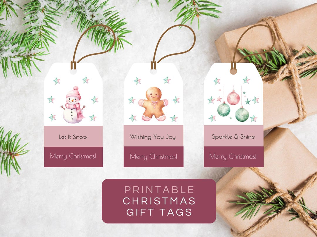 Printable Christmas Gift Tags Festive Xmas Tags Digital Download for ...
