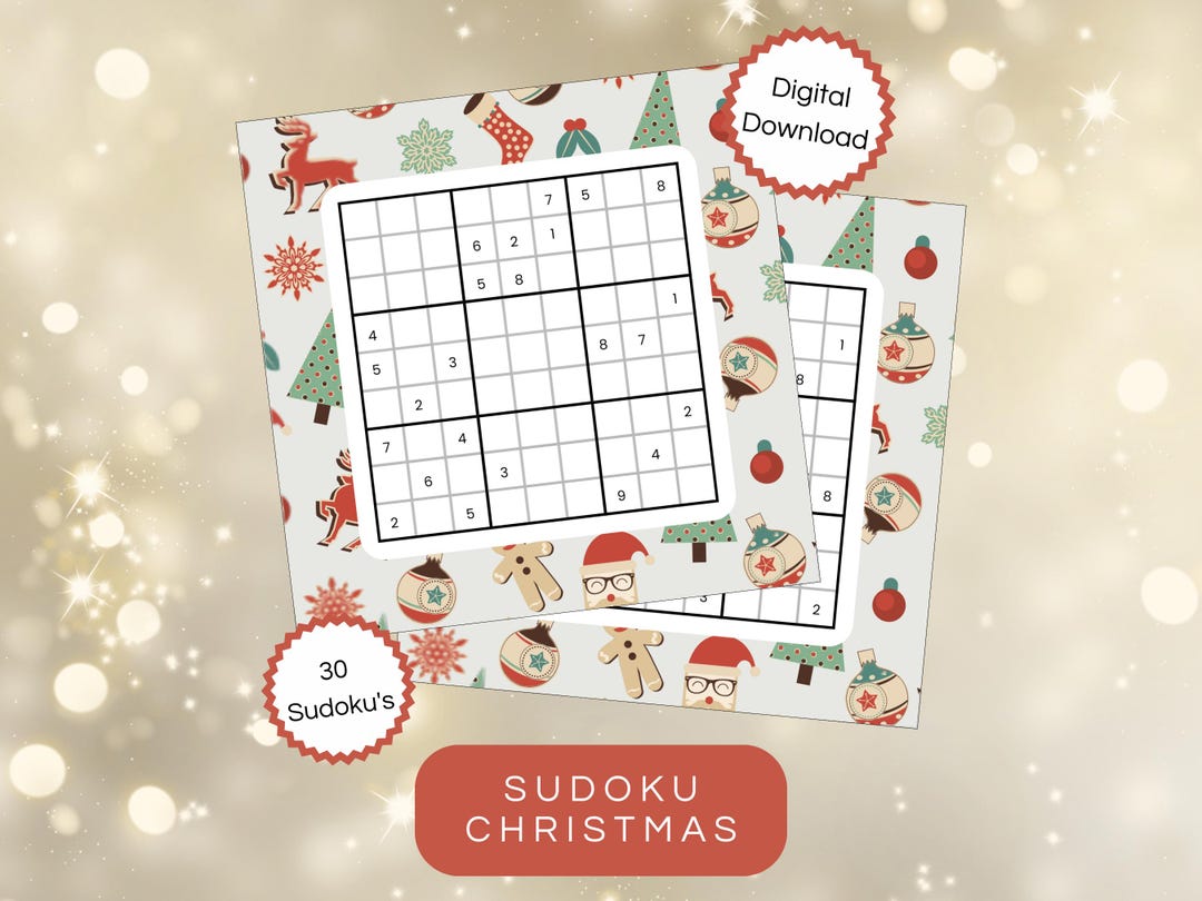 Printable Christmas Sudoku Game Fun Holiday Puzzle for Kids & Adults - Etsy