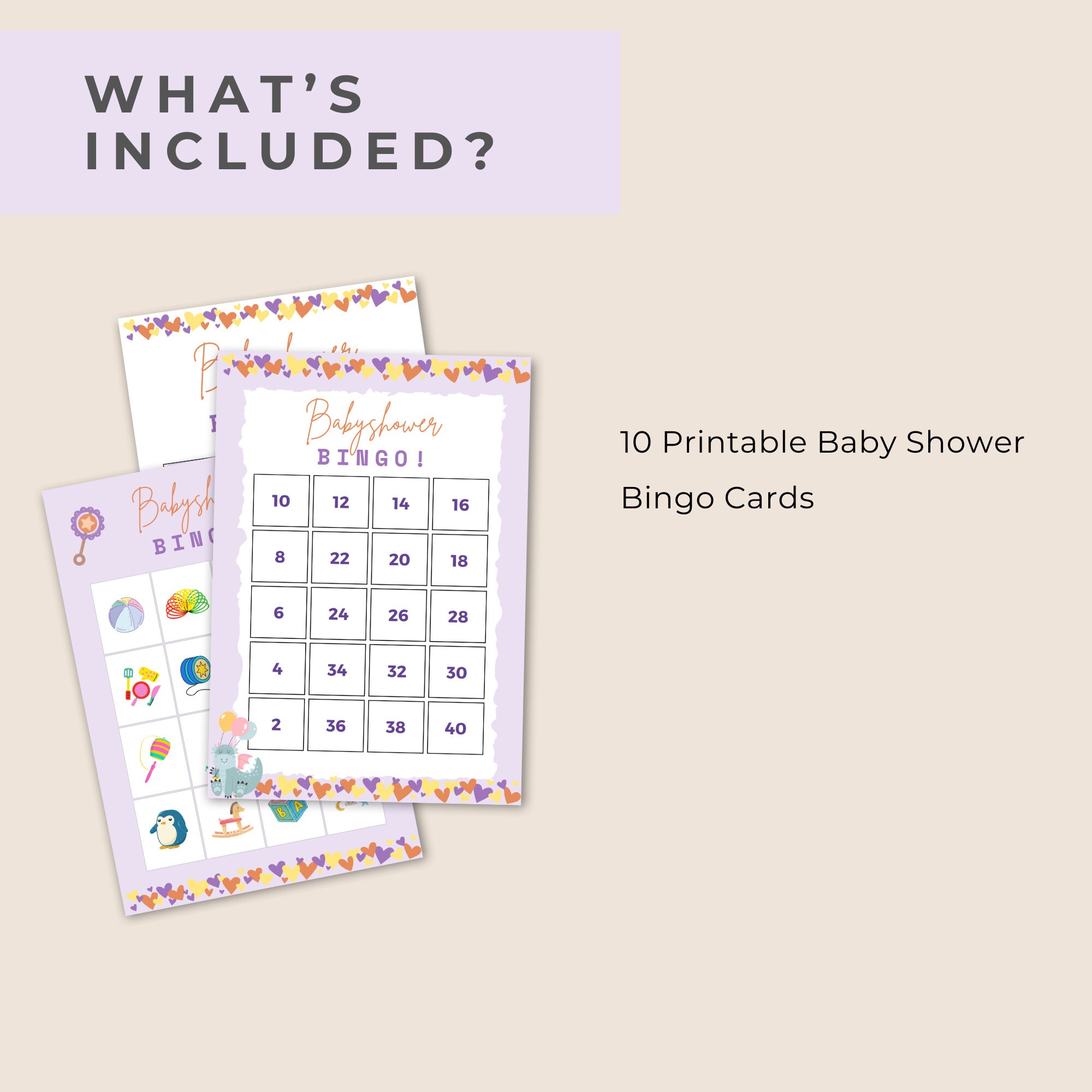 Baby Shower Bingo Printable Game Bingo Cards Instant Download Fun Baby ...