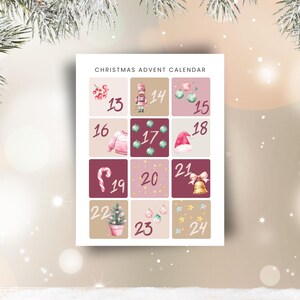 Christmas Countdown Advent Calendar Printable Advent Calendar 24 Days ...