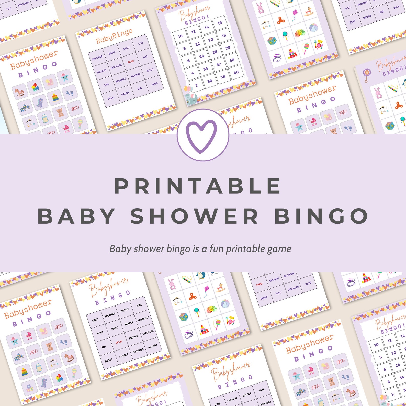 Baby Shower Bingo Printable Game Bingo Cards Instant Download Fun Baby ...