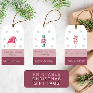Printable Christmas Gift Tags Festive Xmas Tags Digital Download for ...