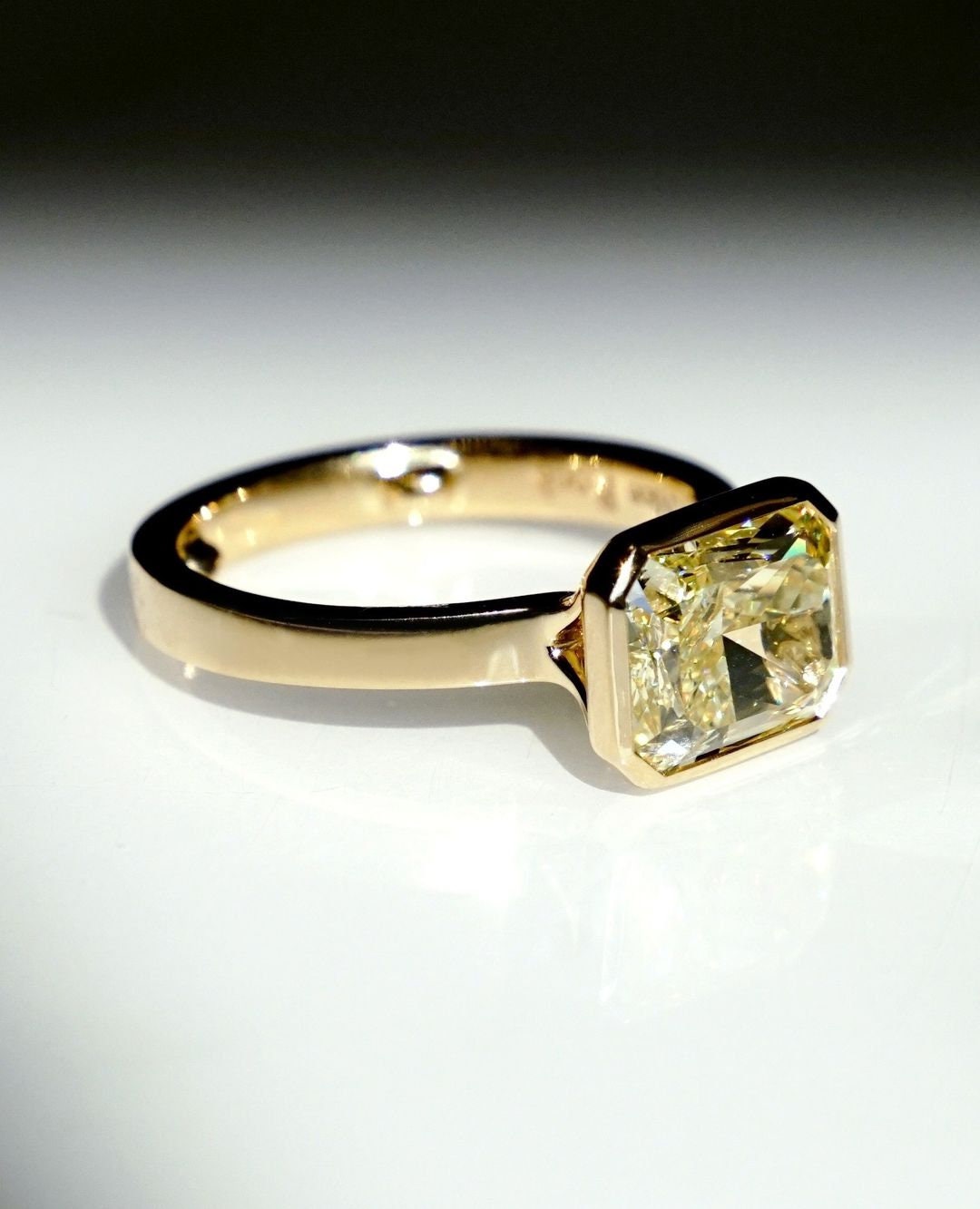 3 CT Fancy Yellow Radiant Cut Lab Grown Diamond Solitaire Engagement ...