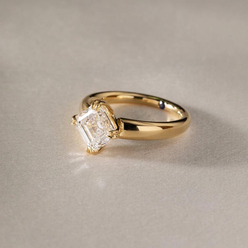 1.5 Carat Asscher Cut Lab Grown Diamond Solitaire Engagement Ring, 14k ...