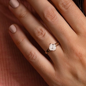 1.5 Carat Asscher Cut Lab Grown Diamond Solitaire Engagement Ring, 14k ...