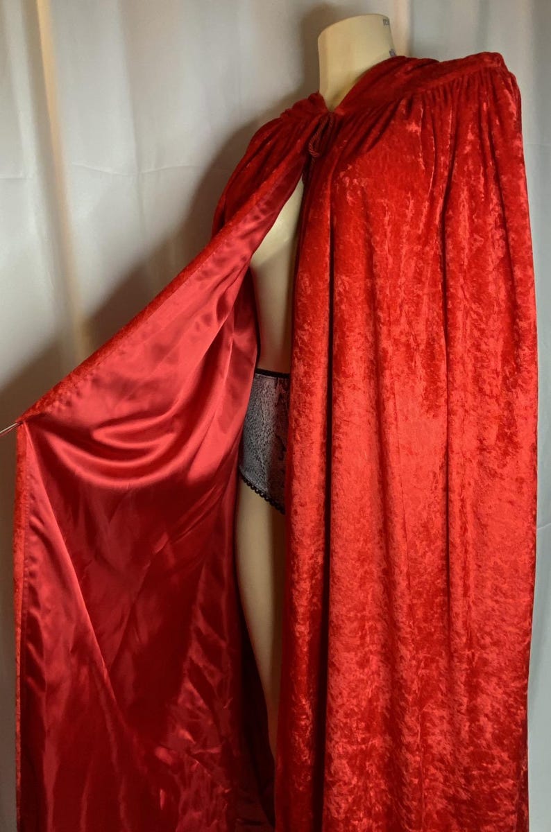 Red Velvet Satin Cloak Cape - Etsy