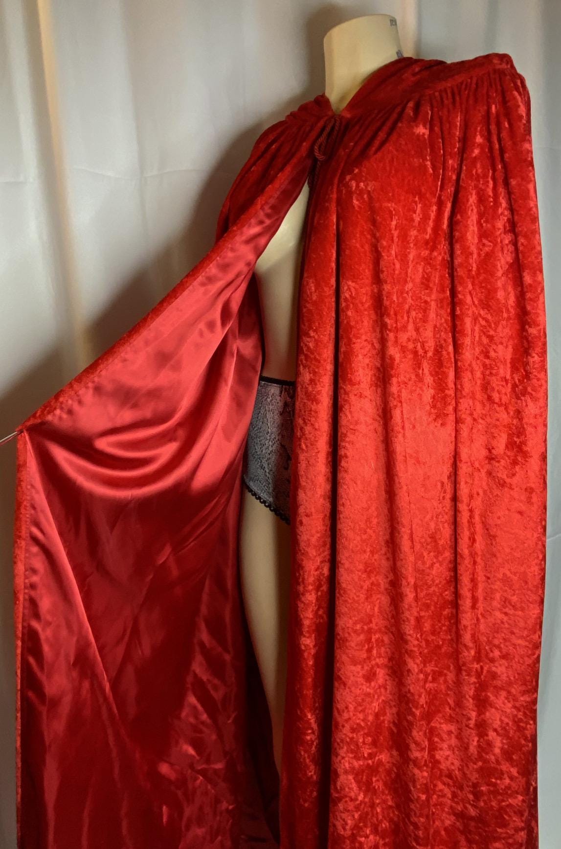 Red Velvet Satin Cloak Cape - Etsy