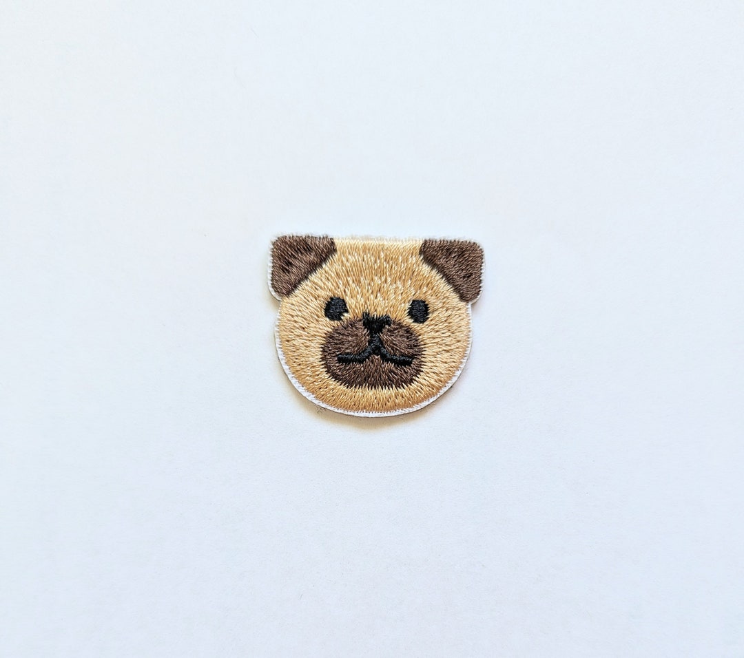 Mini Playful Pug Dog Patch: Adorable Puppy Embroidered Badge - Iron-on ...