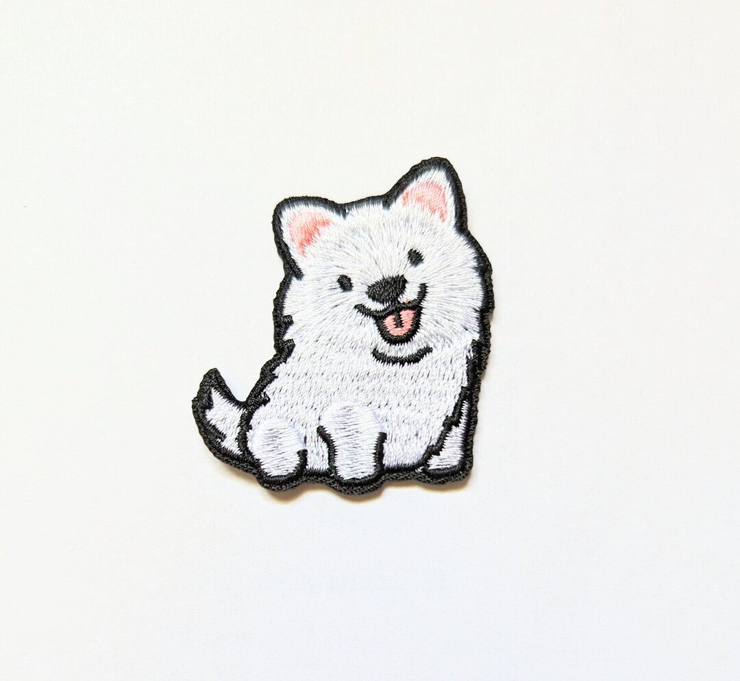 Cute Snowy Samoyed Dog Embroidered Patch / Badge - Iron-on / Sew-on ...