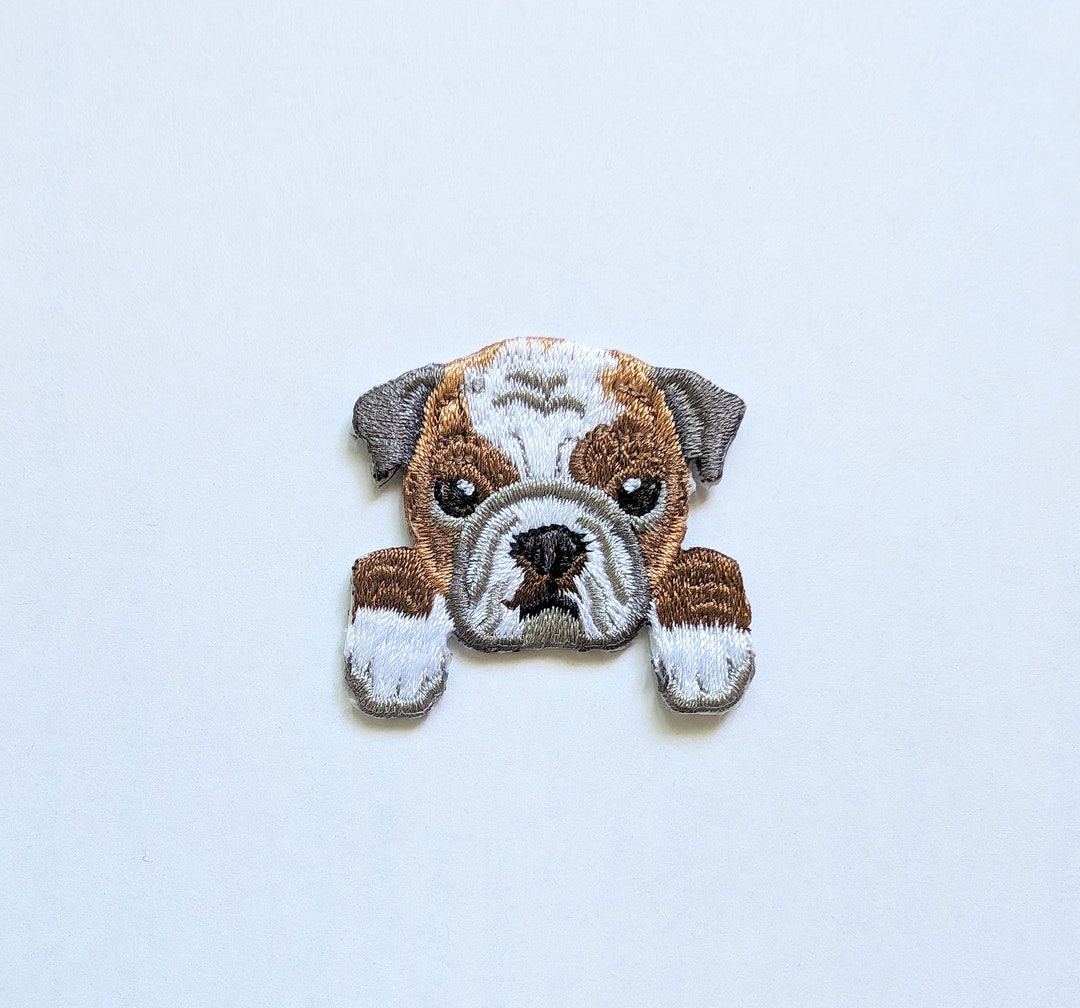 Adorable English Bulldog Puppy Patch: Embroidered Badge Iron-on / Sew ...