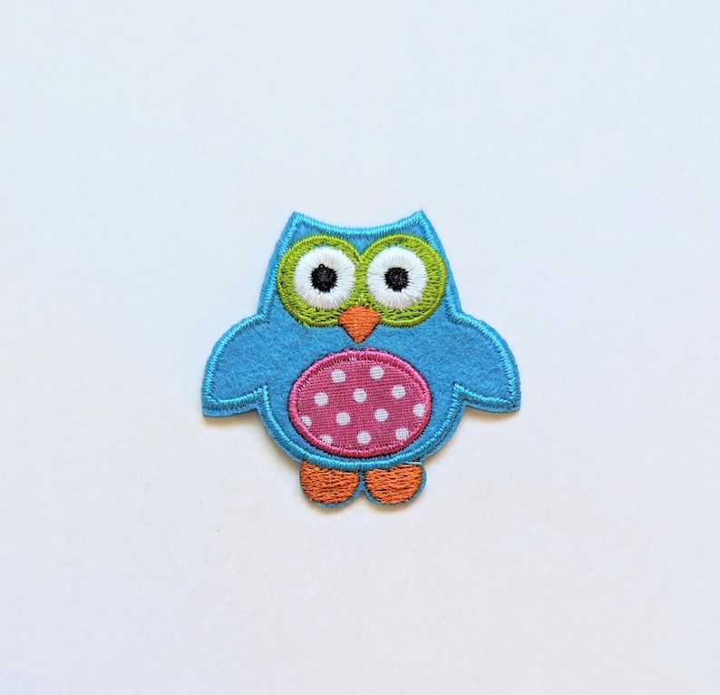 Blue Pink Polka Dots Owl Patch: Embroidered Animal Badge / Patch - Iron ...