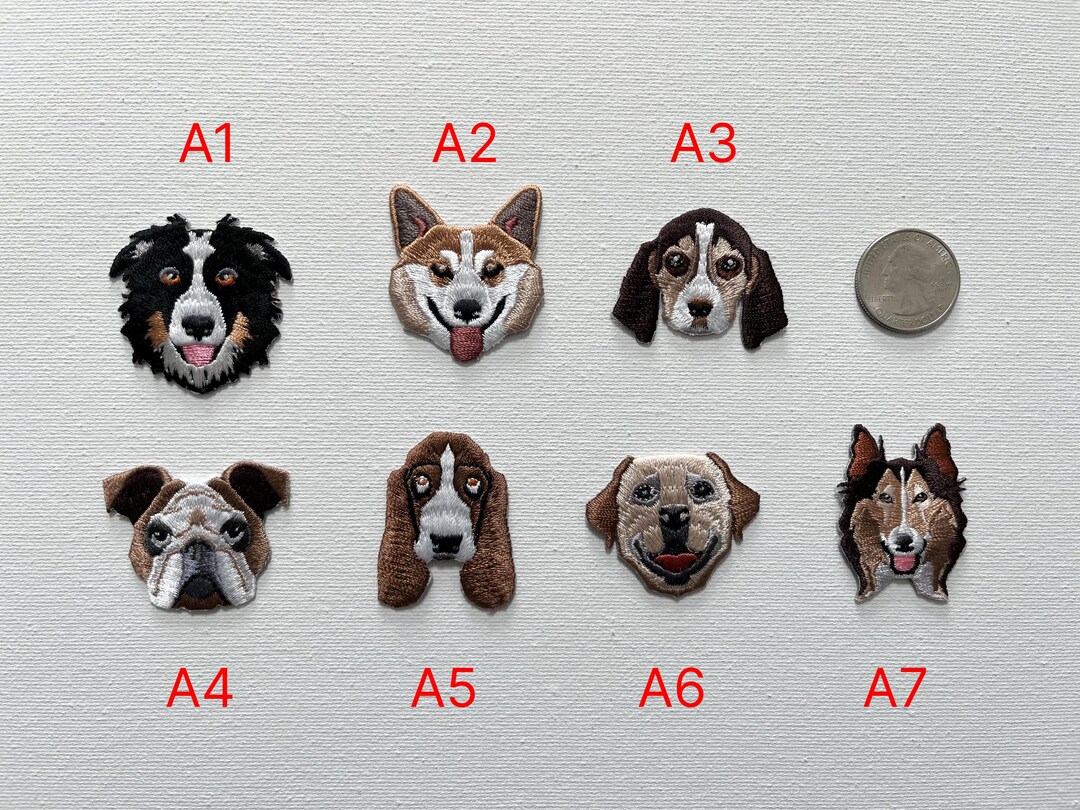Dog Breed Woven Patches : Set of 7 Adorable Embroidered Dog Badge Iron ...