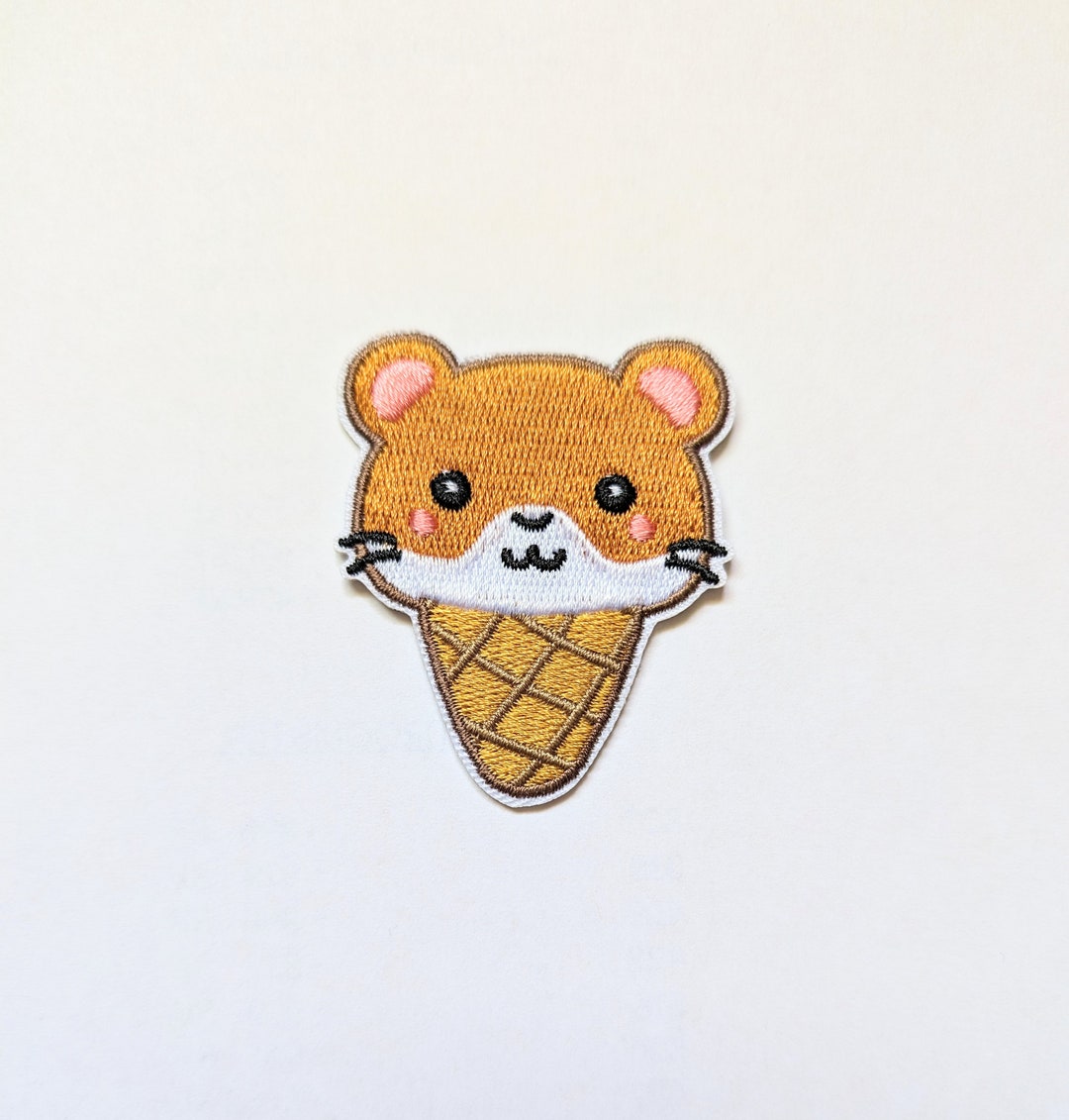 Fun Adorable Hamster Ice Cream Cone Patch: Embroidered Badge - Iron-on ...