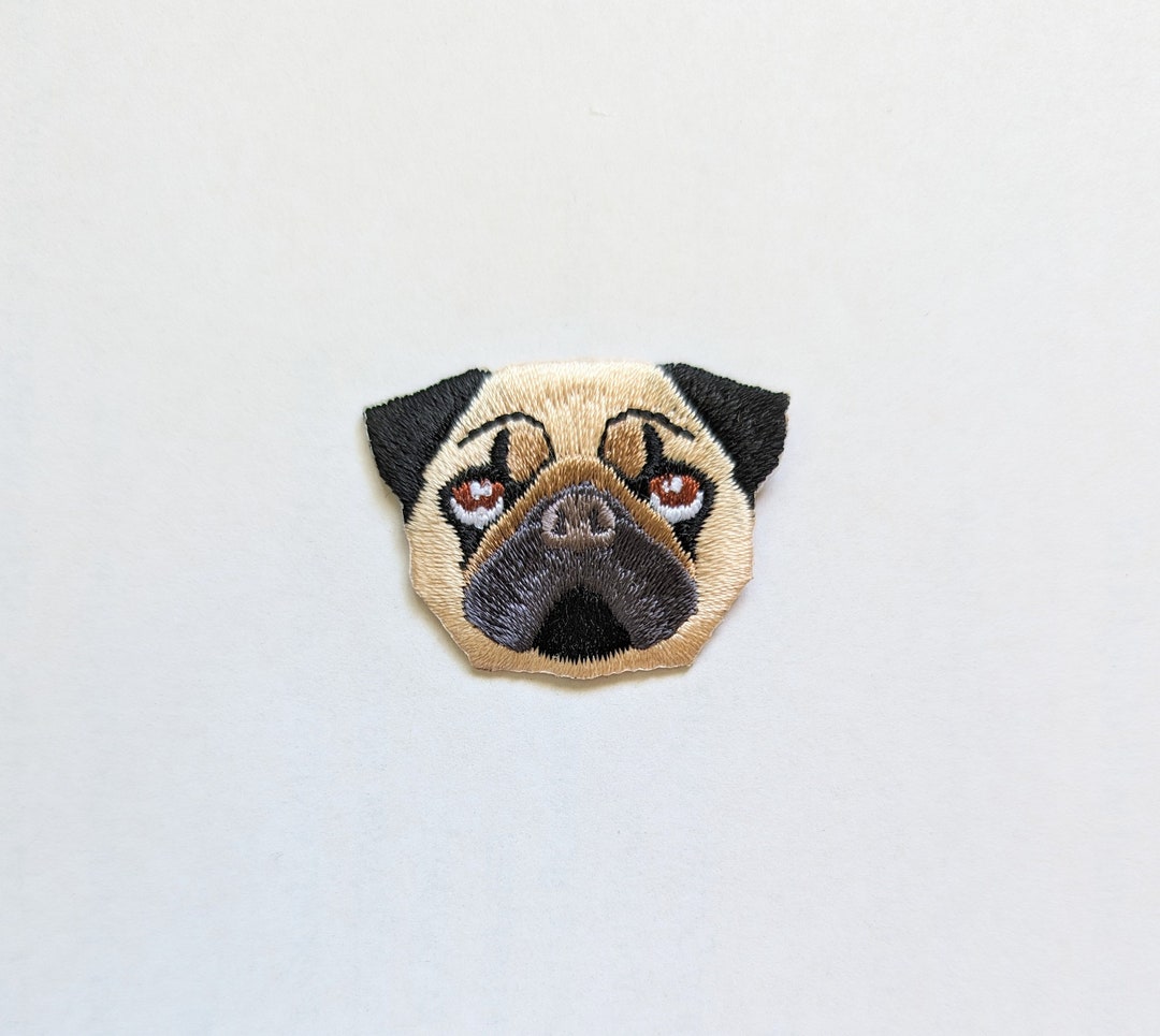 Kawaii Pug Dog Patch: Embroidered Puppy Badge Iron-on/ Sew-on Applique ...