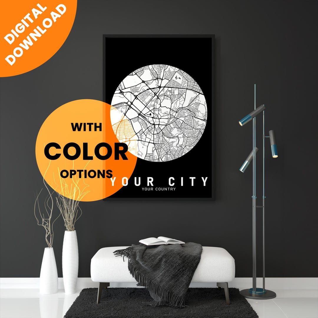 Digital Download Custom City Map Posters Personalized Any Location ...