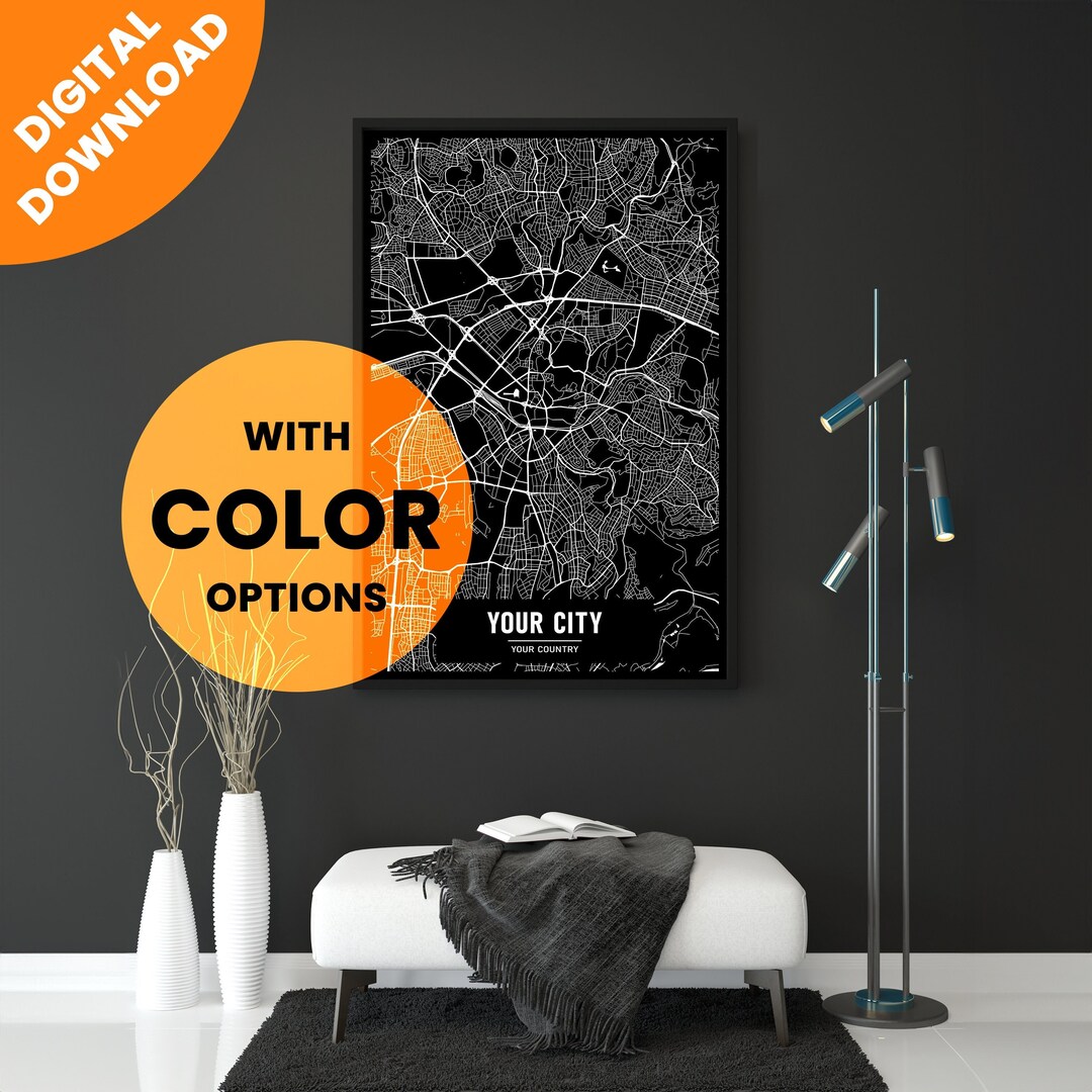 Digital Download Custom City Map Posters | Personalized Any Location ...