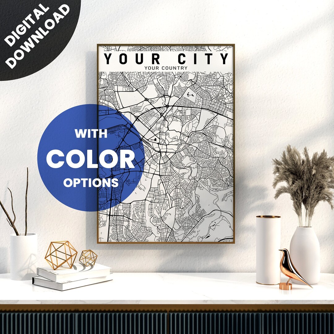 Digital Download Custom City Map Posters Aesthetic Home Decorations ...