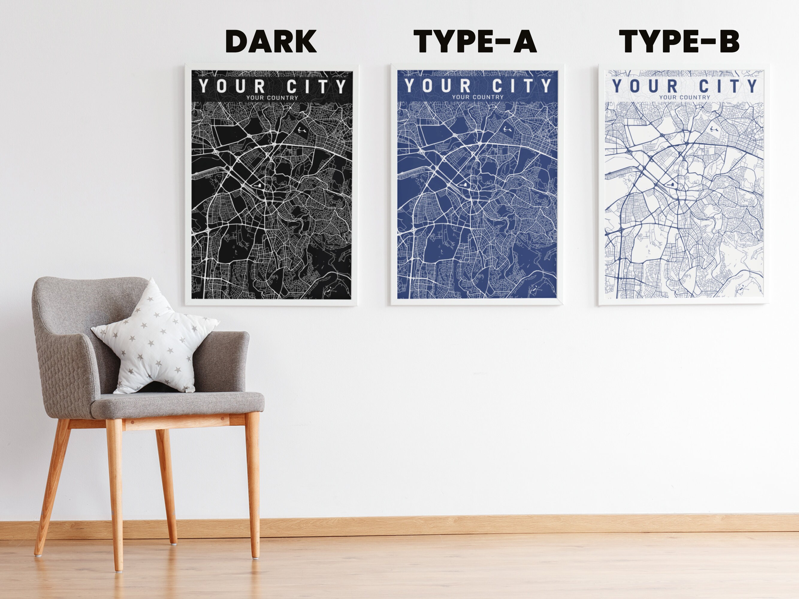 Digital Download Custom City Map Posters Aesthetic Home Decorations ...