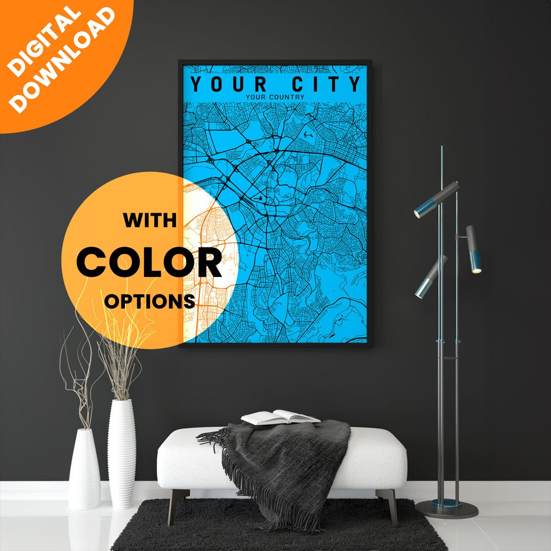 Digital Download Custom City Map Posters | Personalized Any Location ...