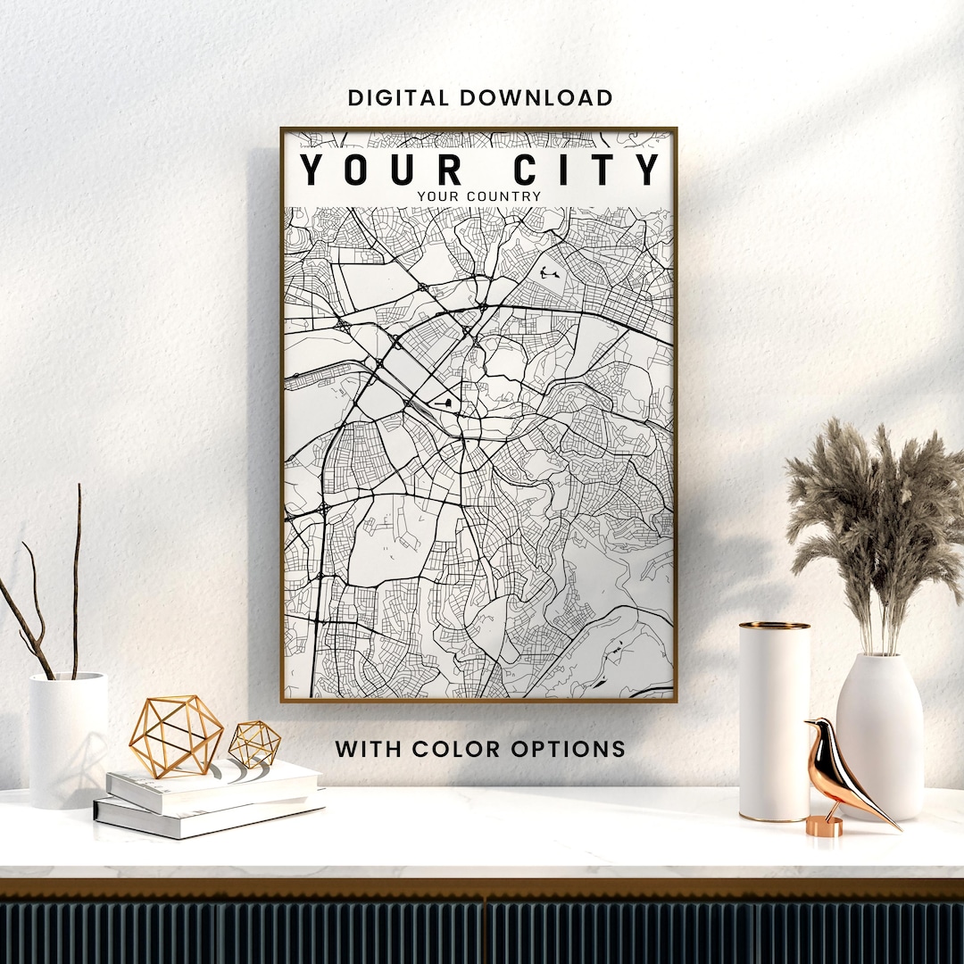 Digital Download Custom City Map Posters | Personalized Any Location ...