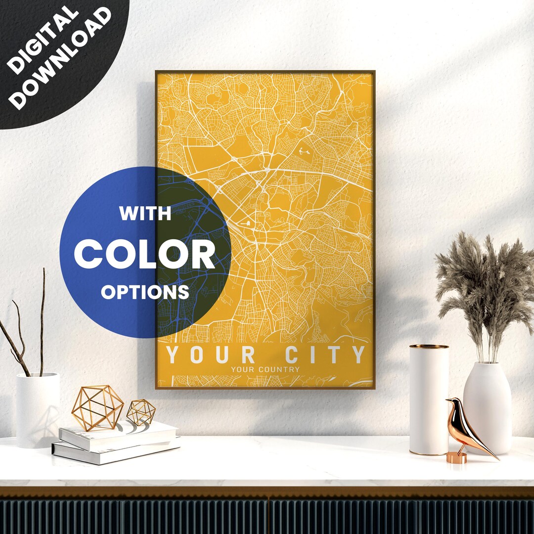 Digital Download Custom City Map Posters | Personalized Any Location ...