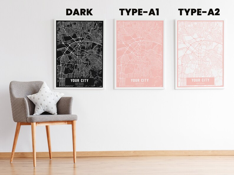 Digital Download Custom City Map Posters Aesthetic Home Decorations ...