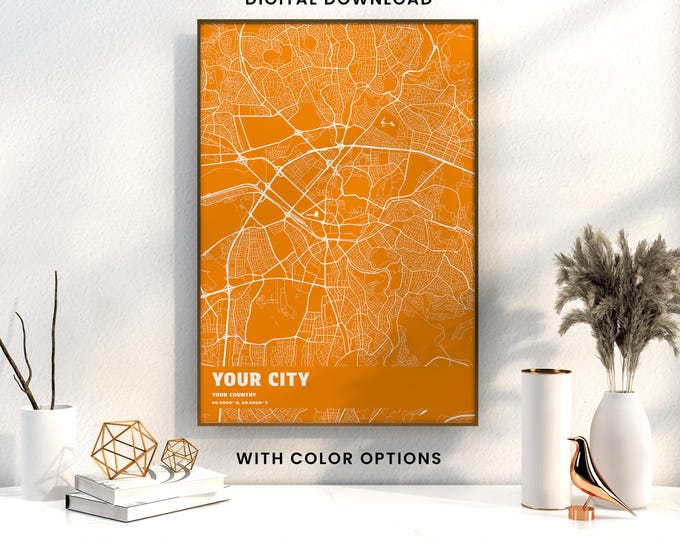 Digital Download Custom City Map Posters | Personalized Any Location ...