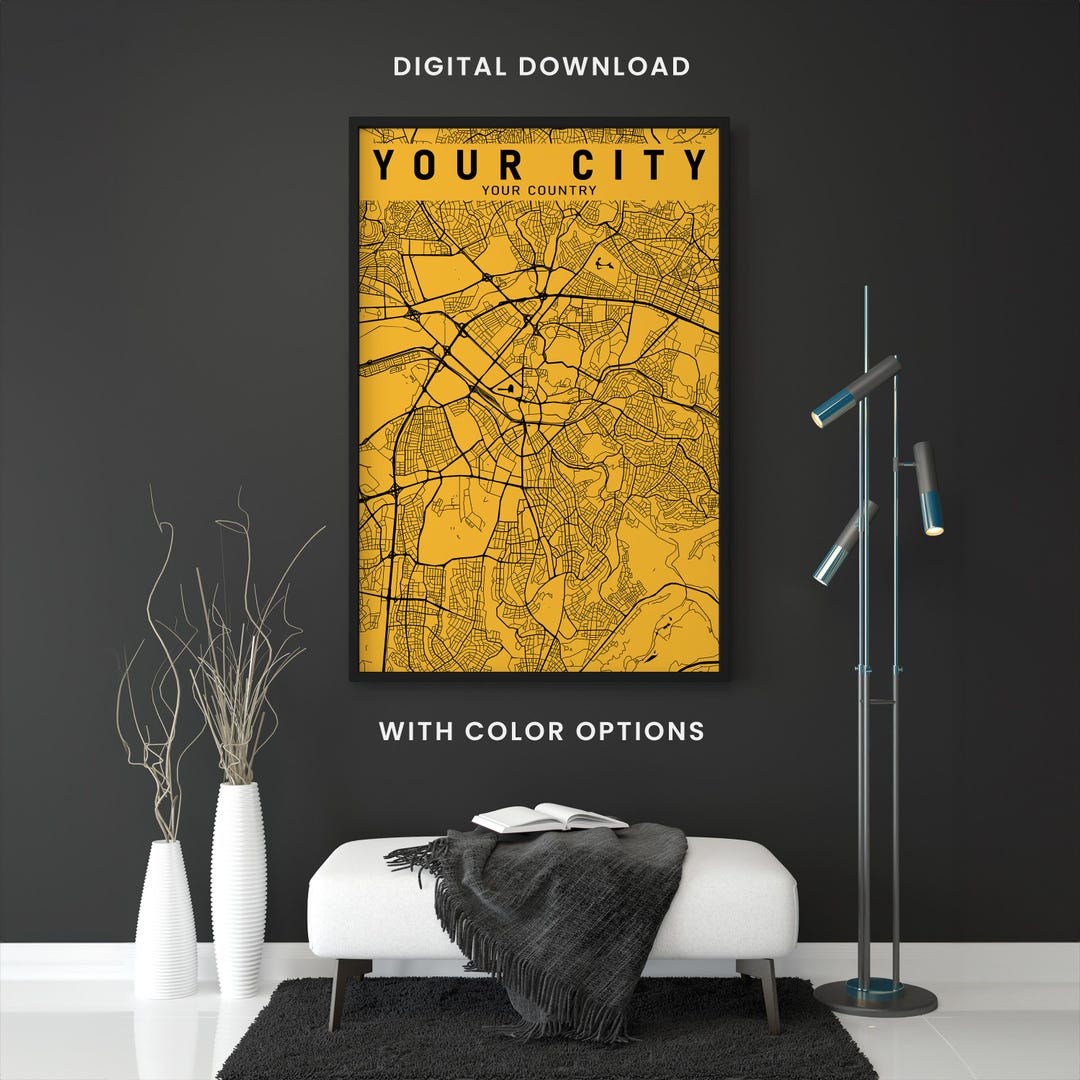 Digital Download Custom City Map Posters | Personalized Any Location ...