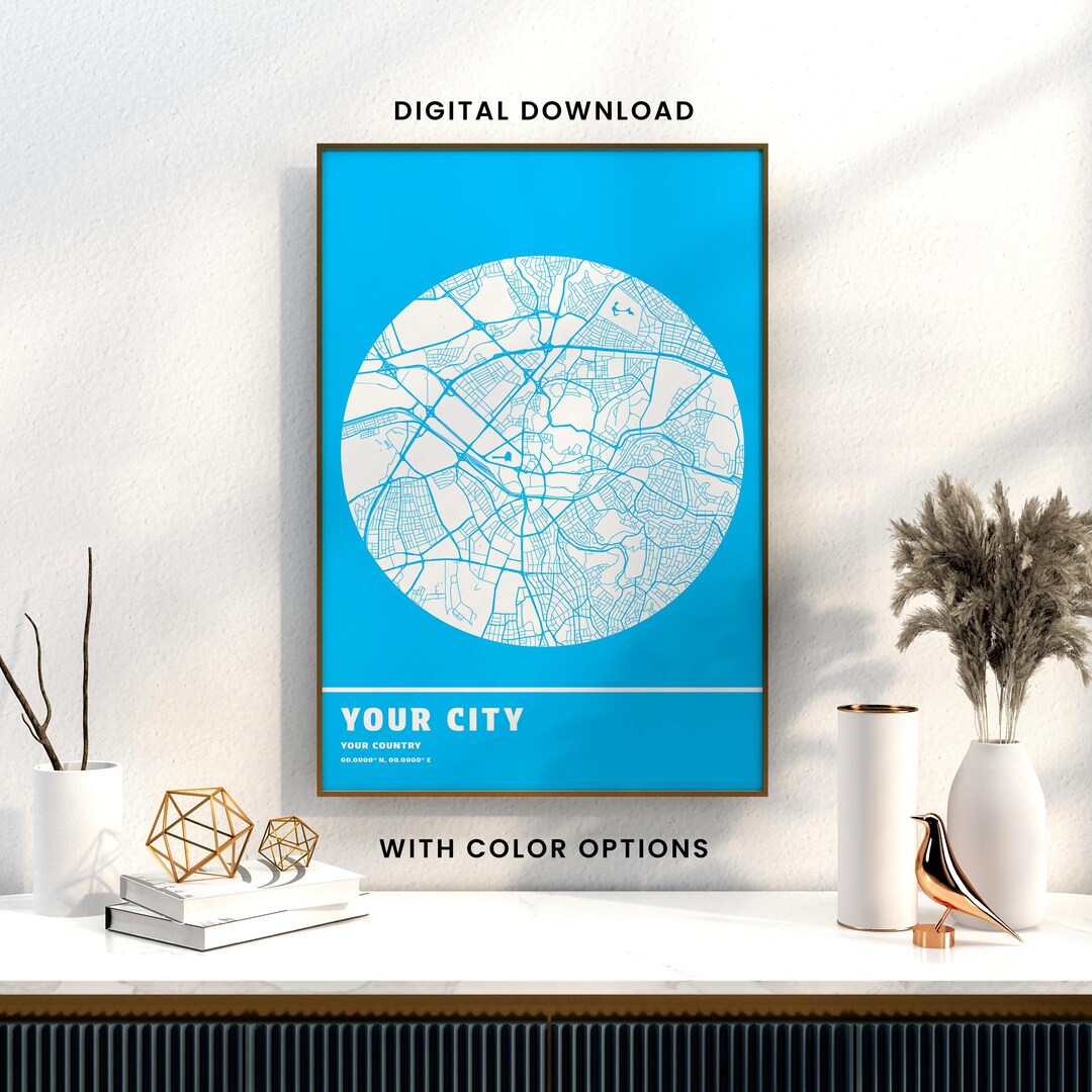 Digital Download Custom City Map Posters | Personalized Any Location ...