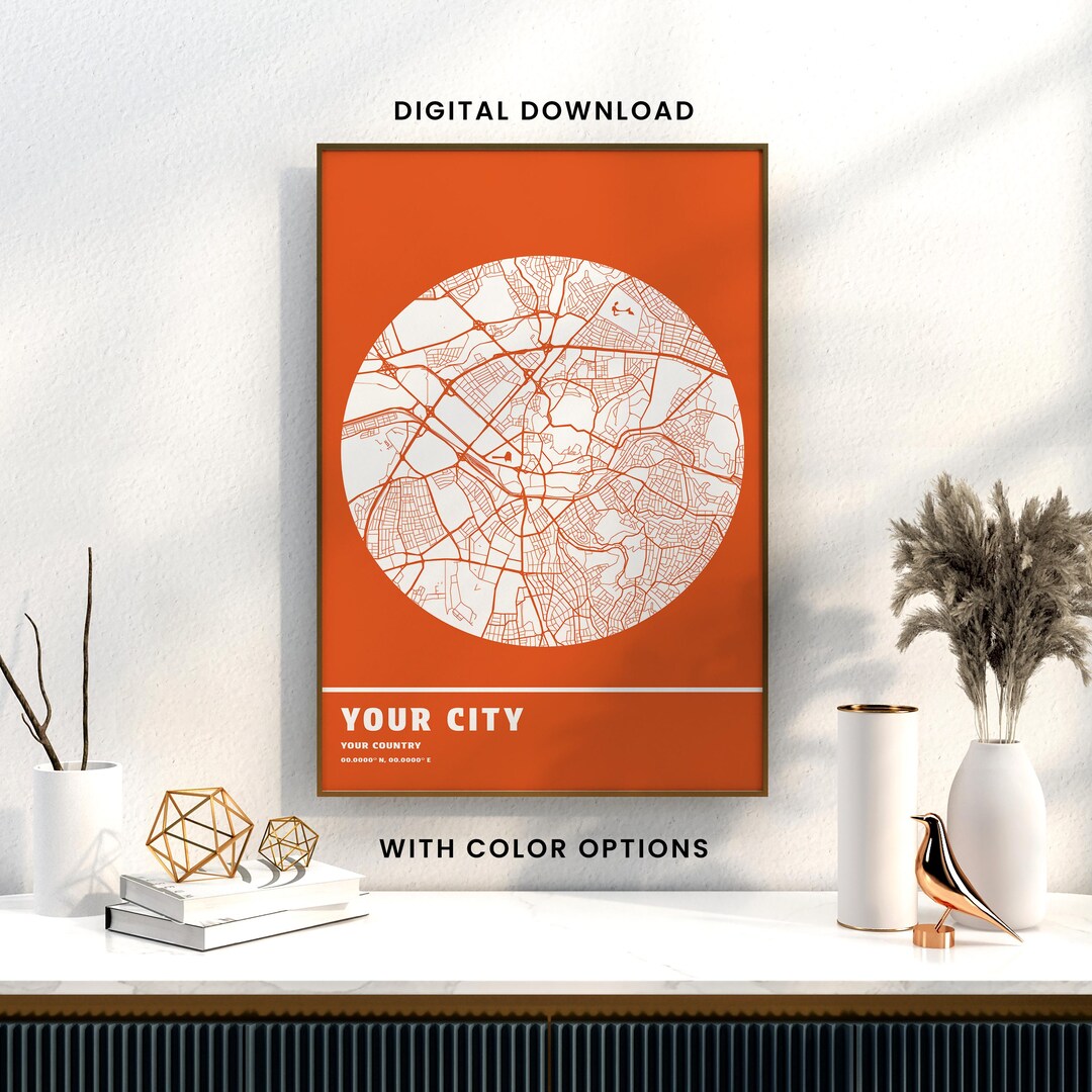 Digital Download Custom City Map Posters | Personalized Any Location ...