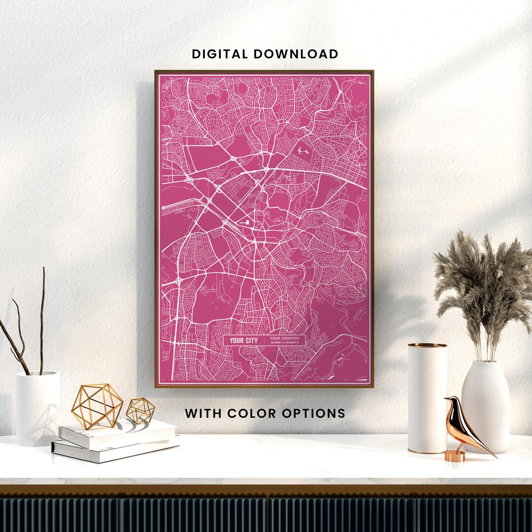 Digital Download Custom City Map Posters | Personalized Any Location ...