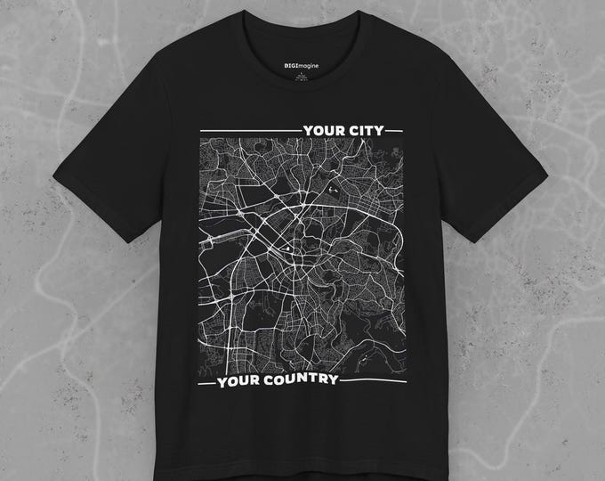 Custom City Map Poster T-shirt | Personalized City Map Tee | Unique ...