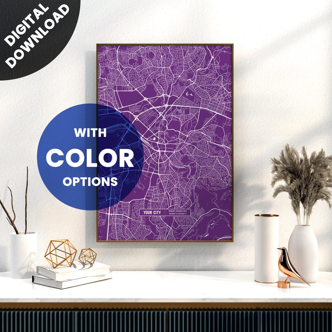 Digital Download Custom City Map Posters | Personalized Any Location ...