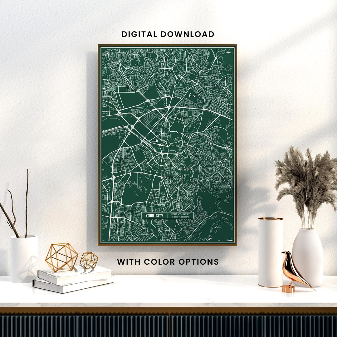 Digital Download Custom City Map Posters | Personalized Any Location ...