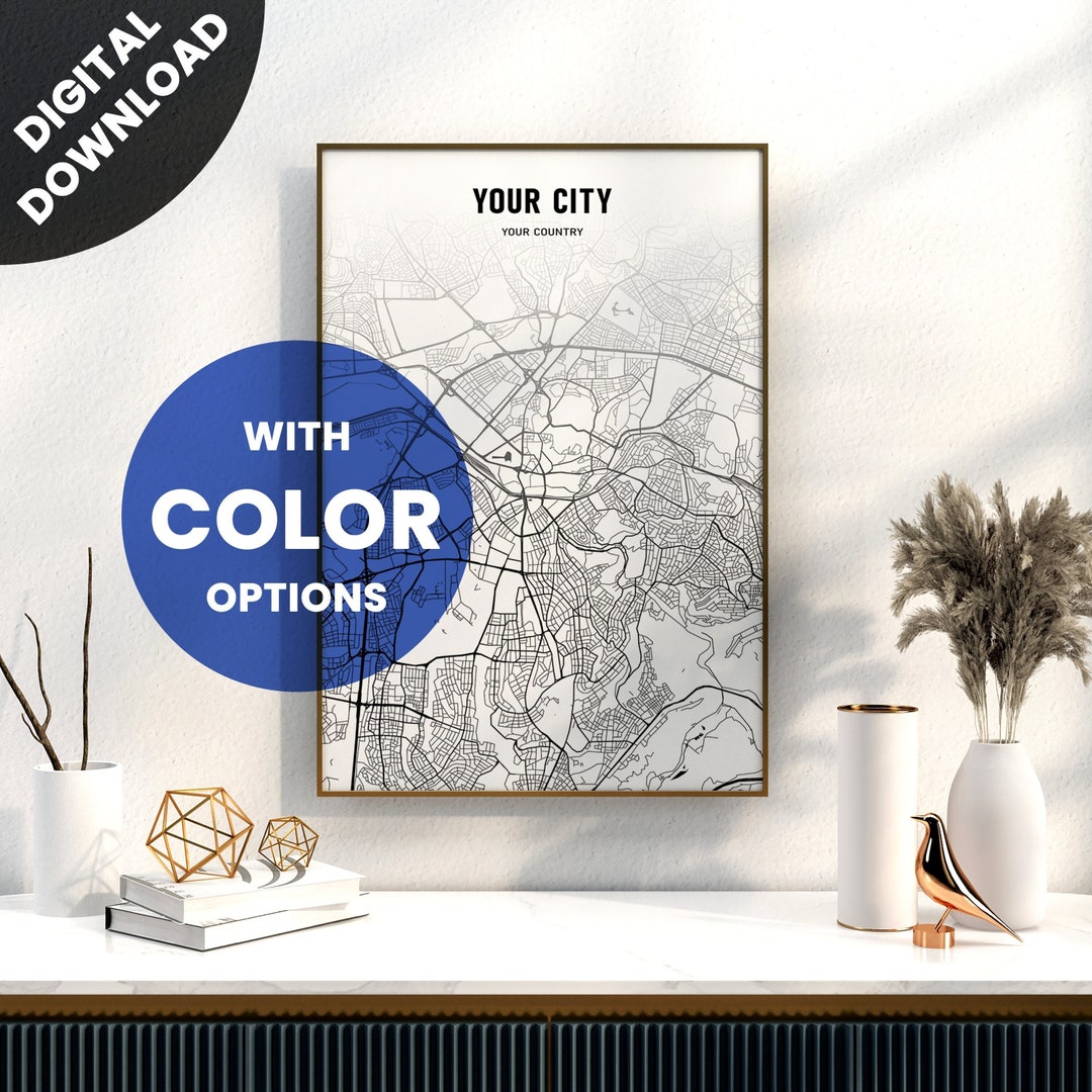 Digital Download Custom City Map Posters Aesthetic Home Decorations ...