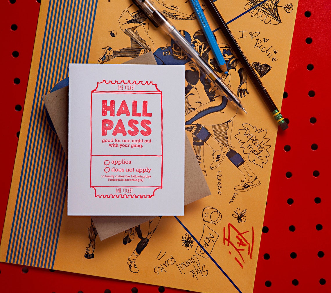 Hall Pass Card Etsy