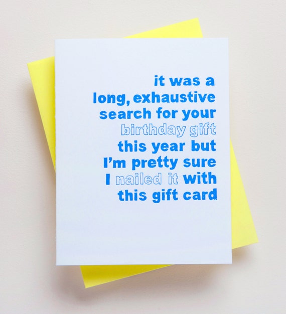 Funny Birthday Card for Him Gift Card Holder Letterpress - Etsy
