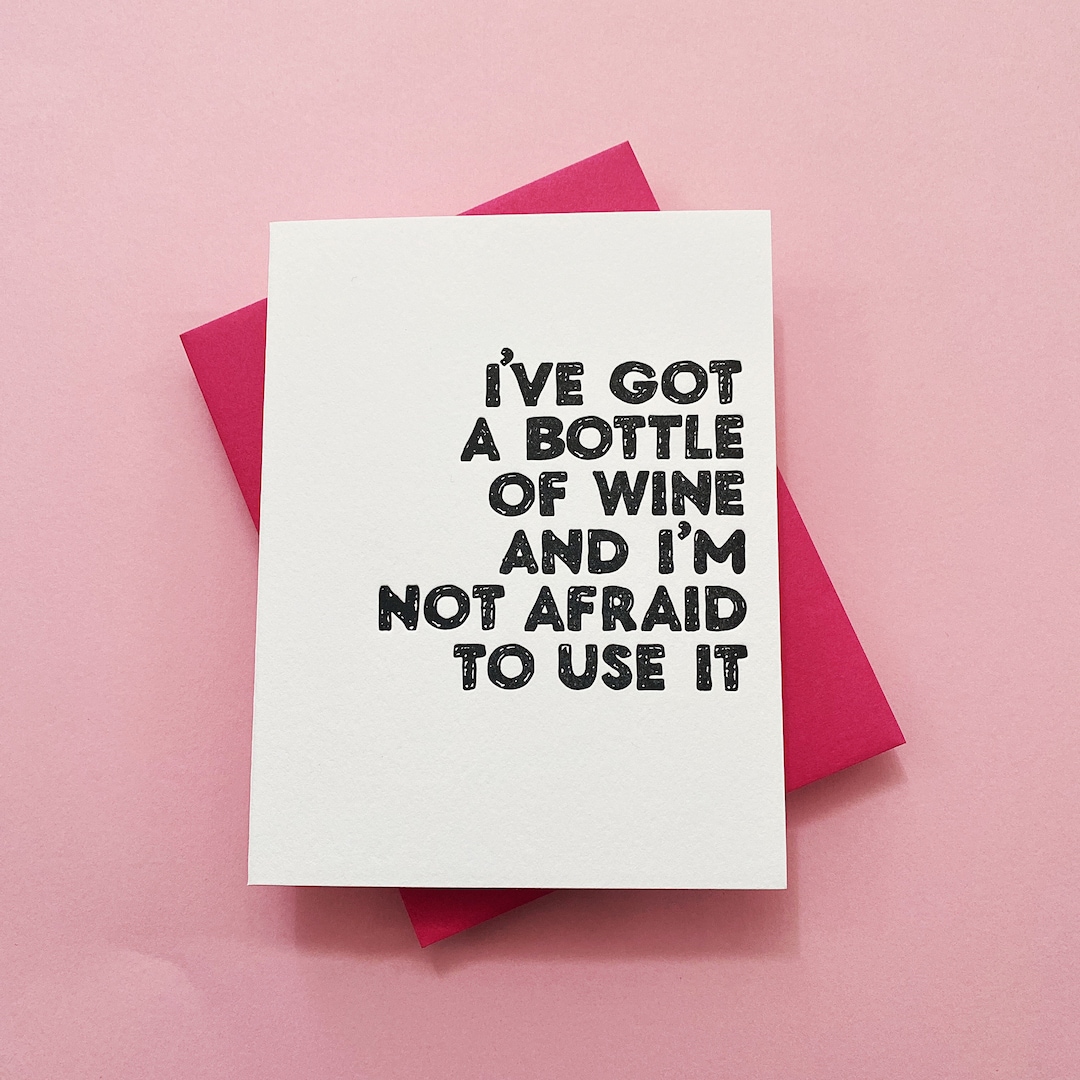 Bottle of Wine-card for Girlfriend, Card for Mom, Book Club, Girlfriend ...