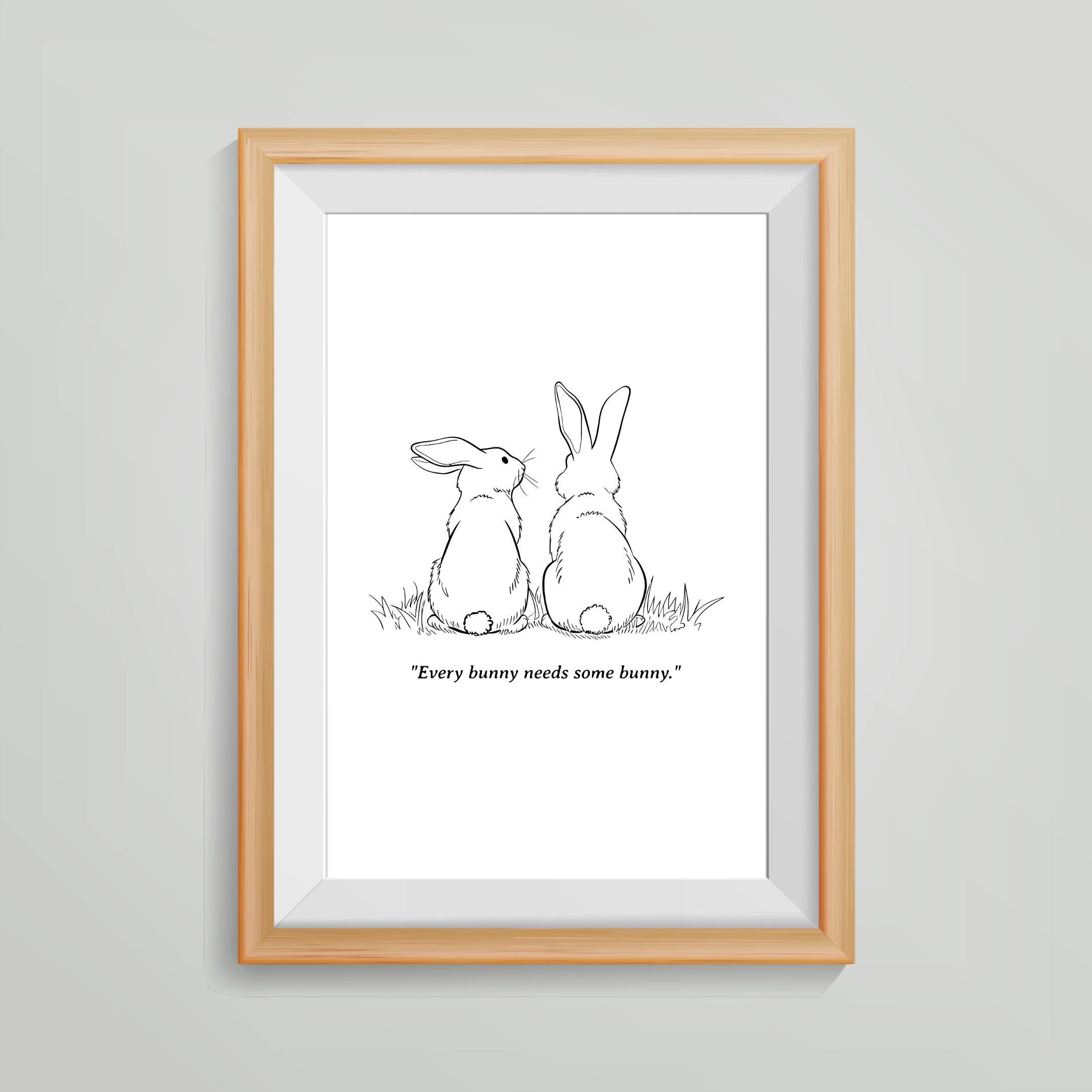 Rabbit Line Drawing, Line Art, Simple Bunny Drawing | PNG, PDF, SVG - Etsy