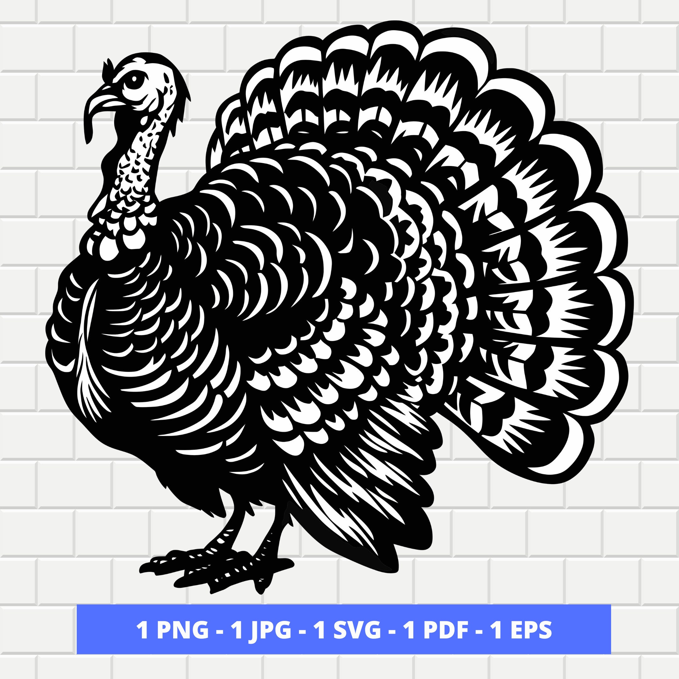 Black and White Turkey Clipart, SVG, PNG - Etsy