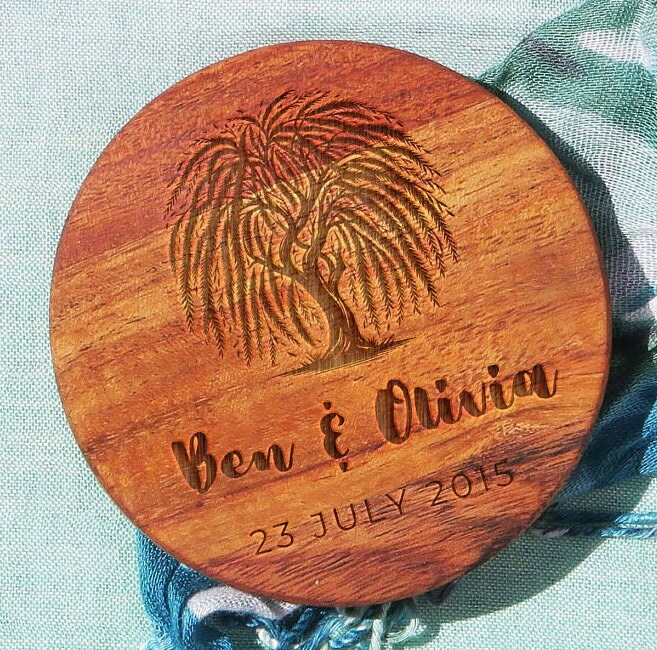 9th Anniversary Coasters, Willow Tree, Wooden Engraved Custom Gift, Set ...