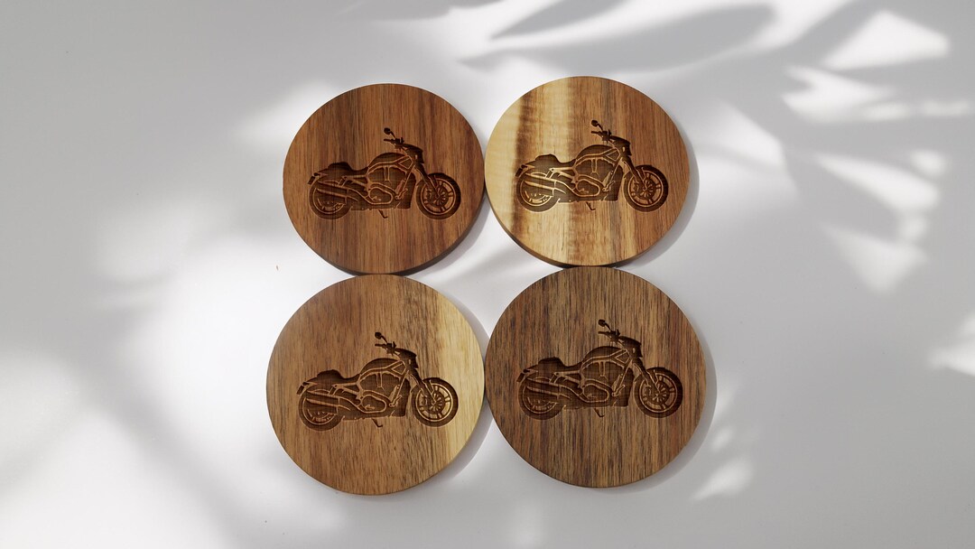 Biker Gift for Him, Personalized Engraved Motorcycle Coaster Set ...
