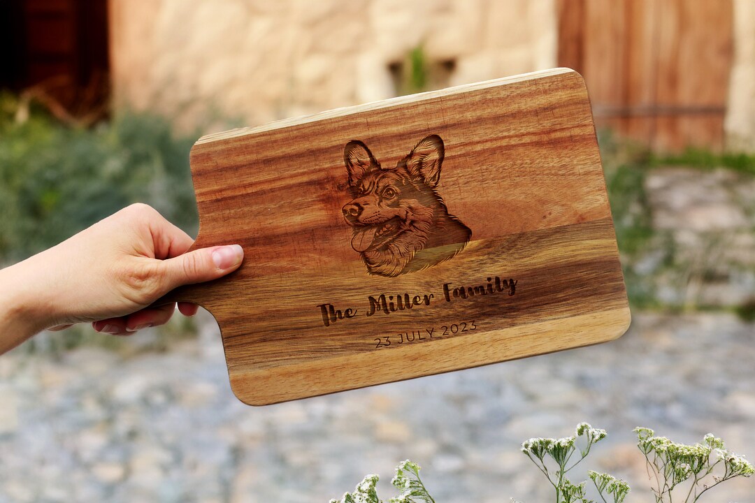 Pembroke Welsh Corgi Wood Cutting Board Cute Corgi Custom Serving Tray ...