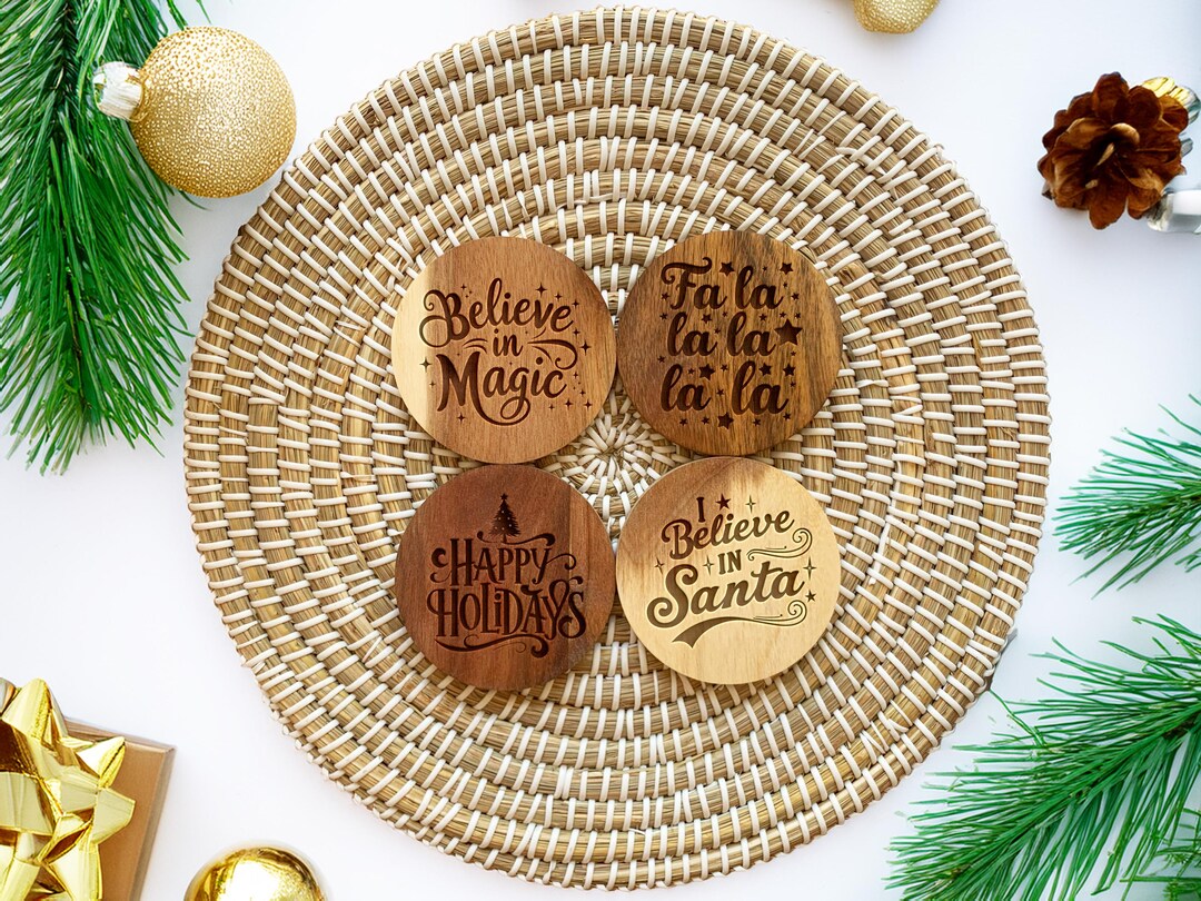 Christmas Coasters, Secret Santa Gift, Holiday Coaster Set, Stocking ...