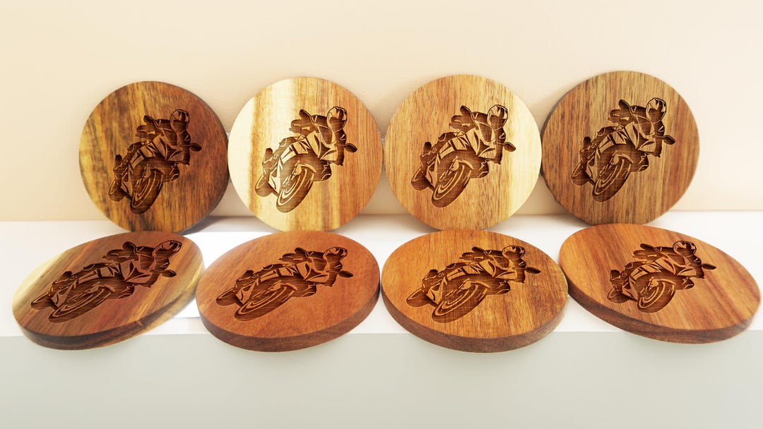 Engraved Wood Motorbike Coasters, Biker Gifts for Men, Gift for Biker ...