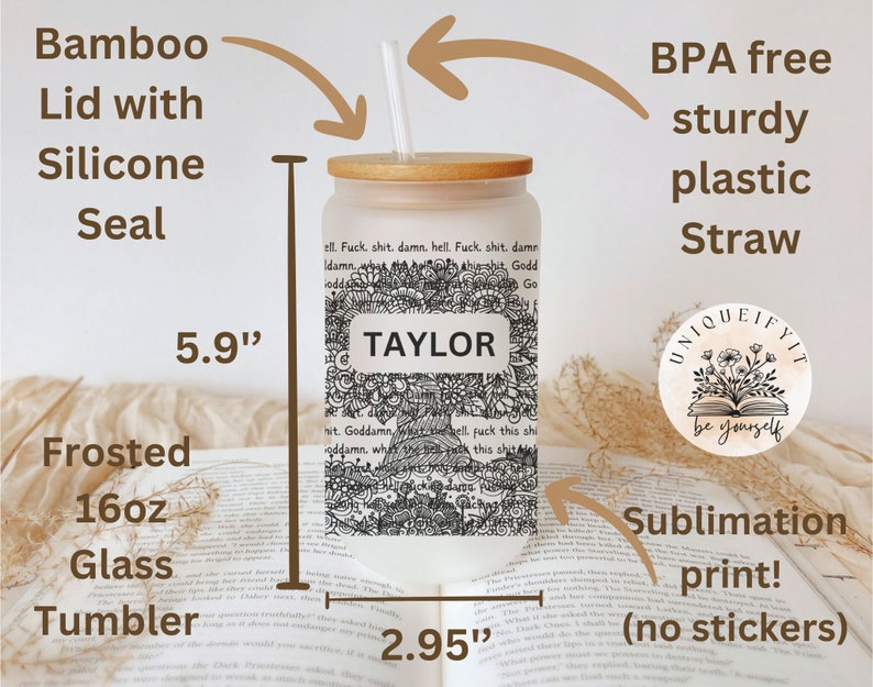 Swear Words Iced Coffee Cup, Swear Word Gift, Poem Gift, Swear Word Cup ...