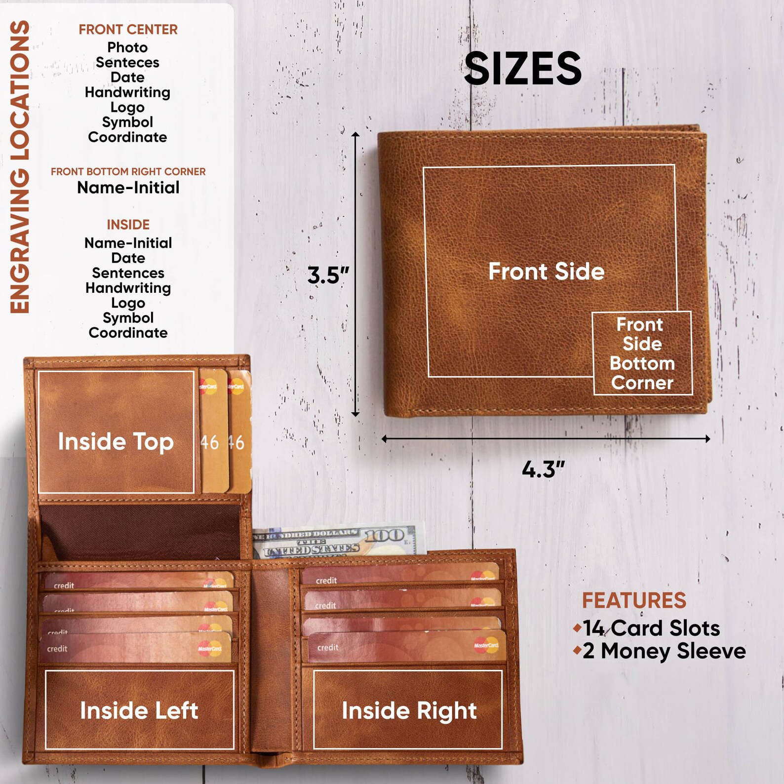 Personalized Leather Bifold Wallet With ID Slot Slim, Custom Photo ...